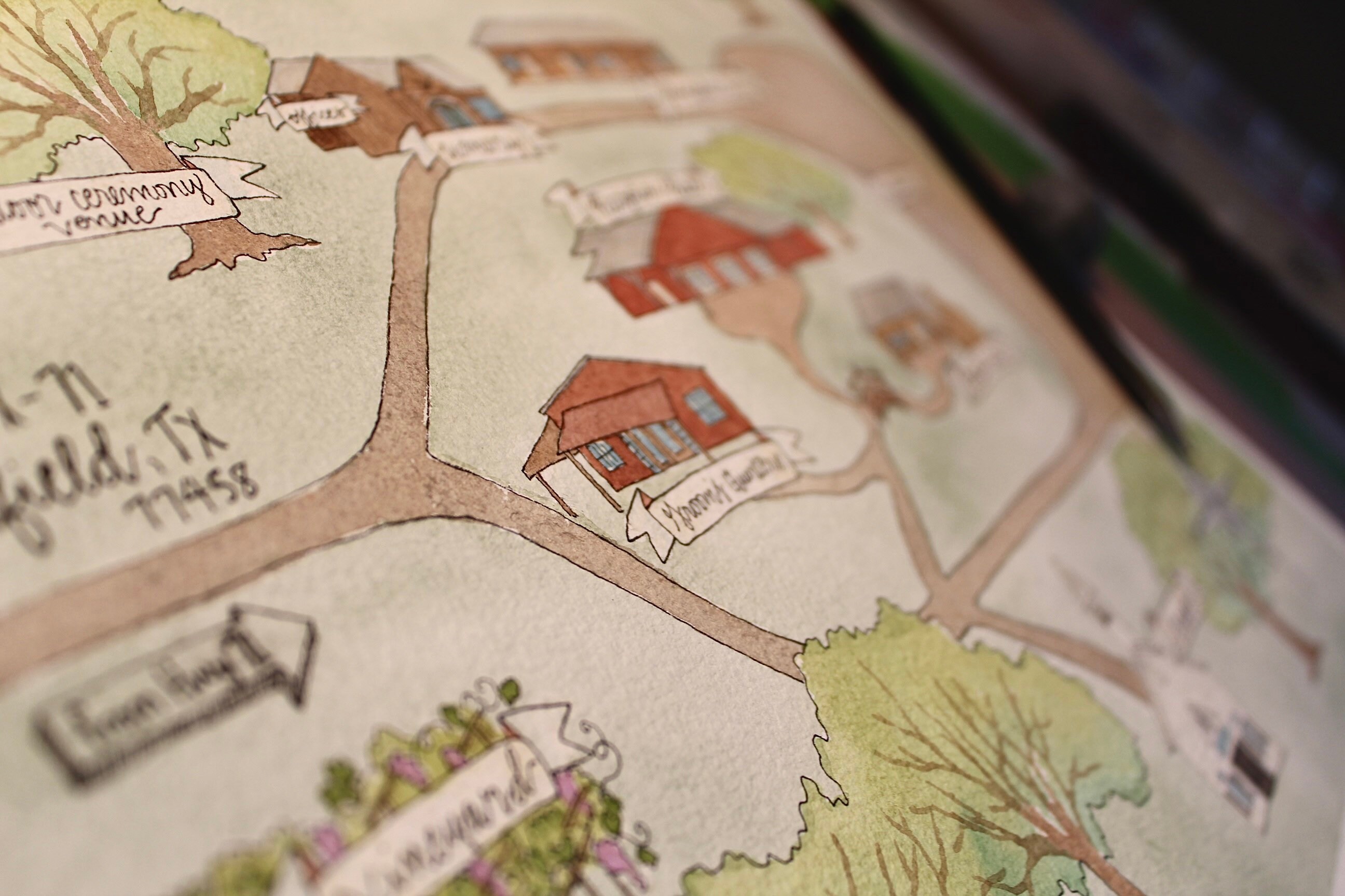Custom Hand Painted Watercolor and Ink Illustrated Map - Etsy