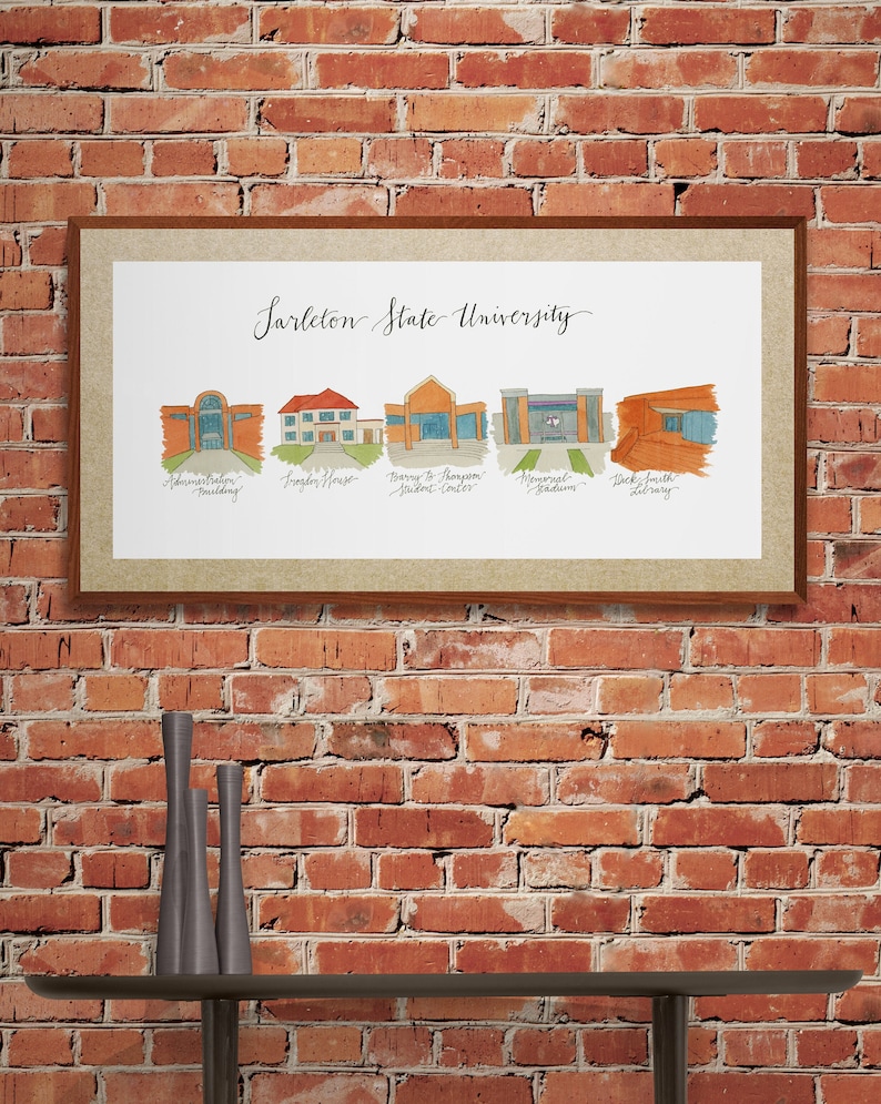 Watercolor Digital Print Tarleton State University Campus Buildings - Etsy