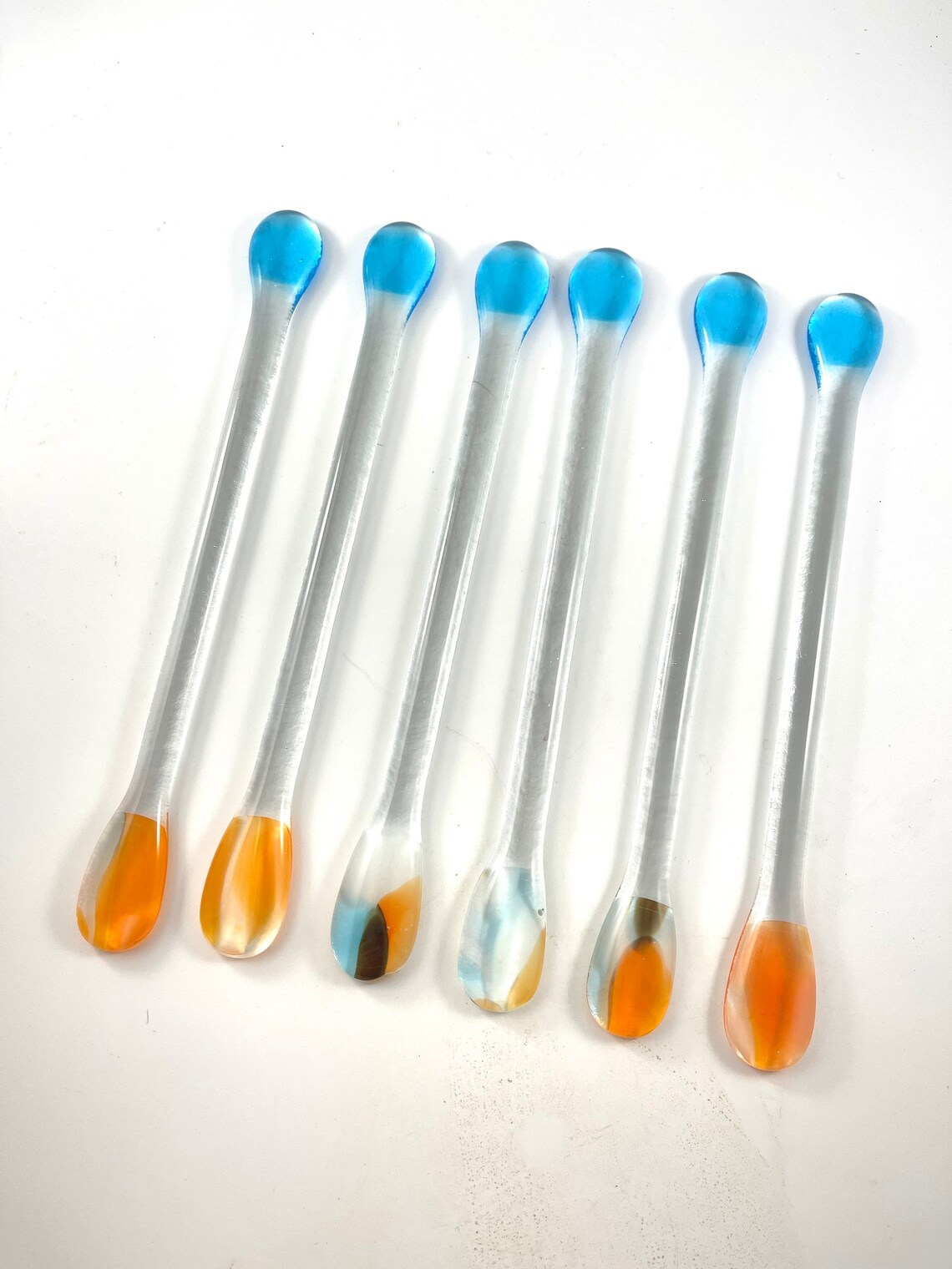 Set of 6 7 Inch Fused Glass Swizzle Sticks Java Stirrer - Etsy
