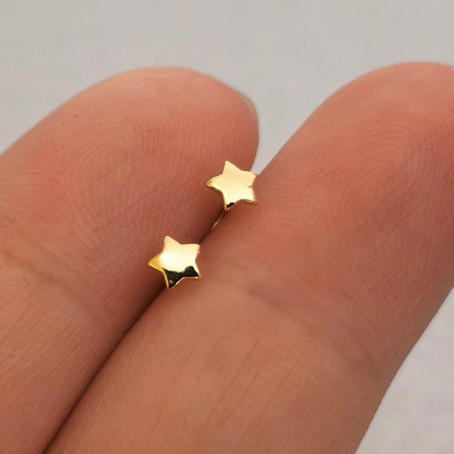 1 Pair Mini Star 925 Sterling Silver Studs Very Tiny Star - Etsy