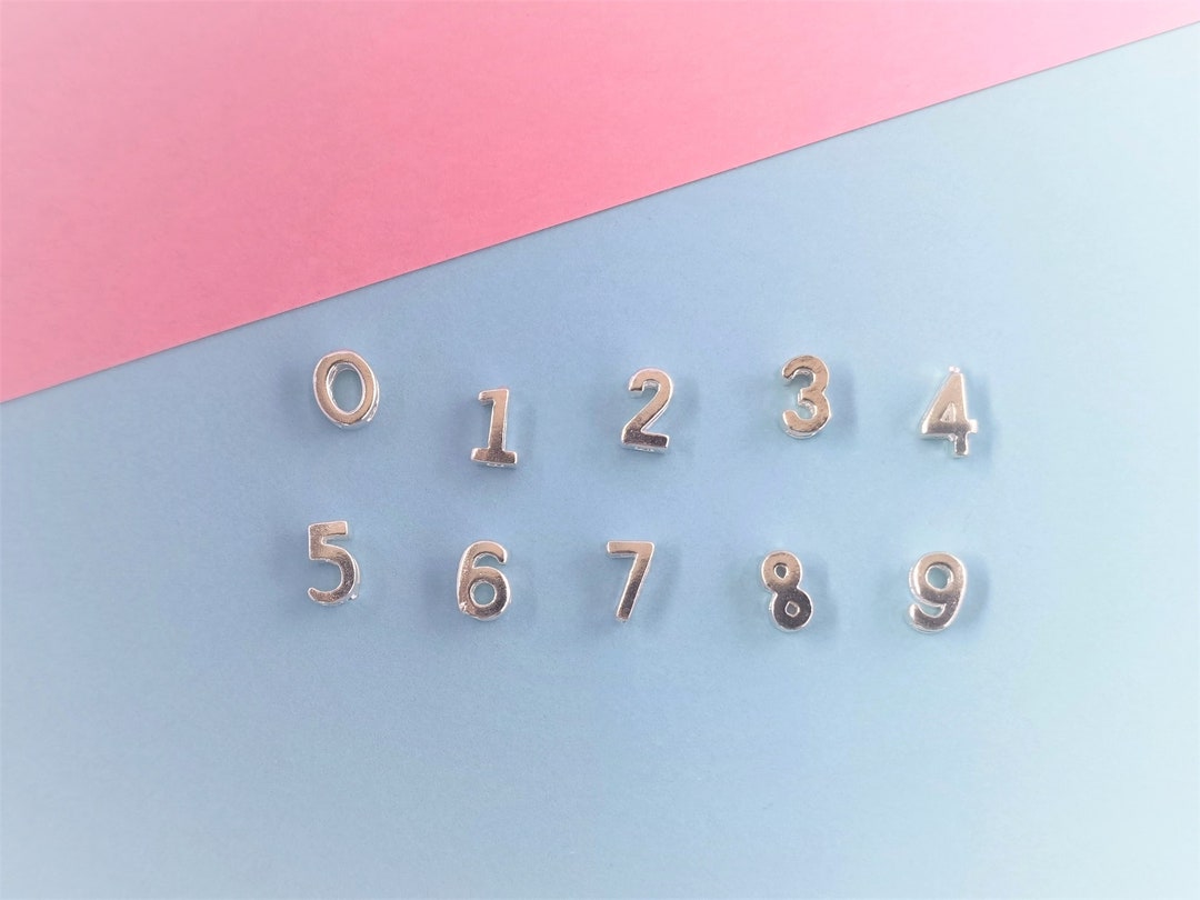 925 Sterling Silver Number Spacer/ S925 Silver Figure Numbers Beads ...