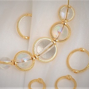 2pcs 18k Gold Bead Circle Frames Bracelet Spacer Toothed Gear Beads ...