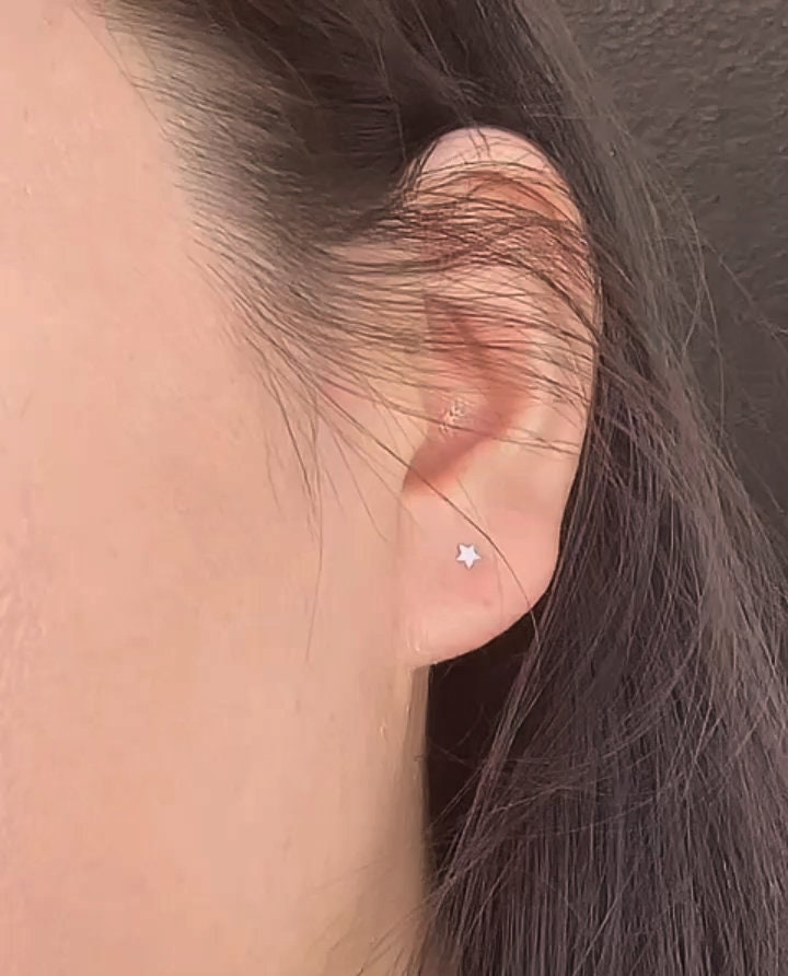 1 Pair Mini Star 925 Sterling Silver Studs Very Tiny Star - Etsy