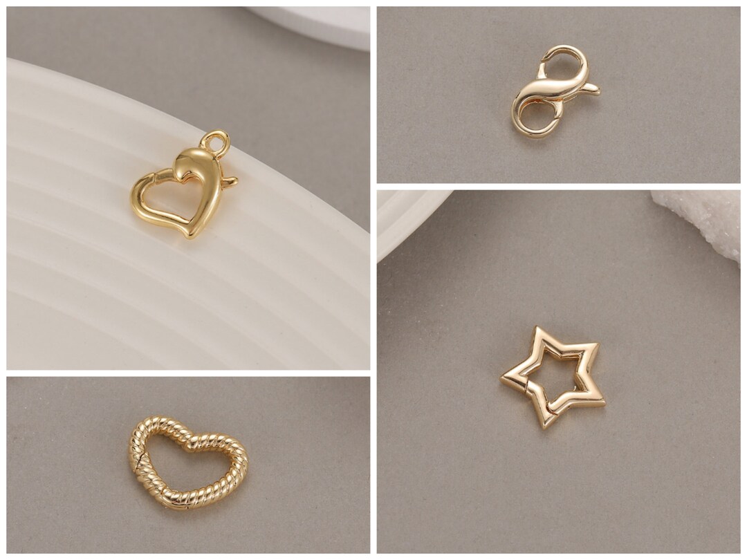 Heart Lobster Clasp/ Star Clasp for Jewelry Making Supplies/ 14k Gold ...
