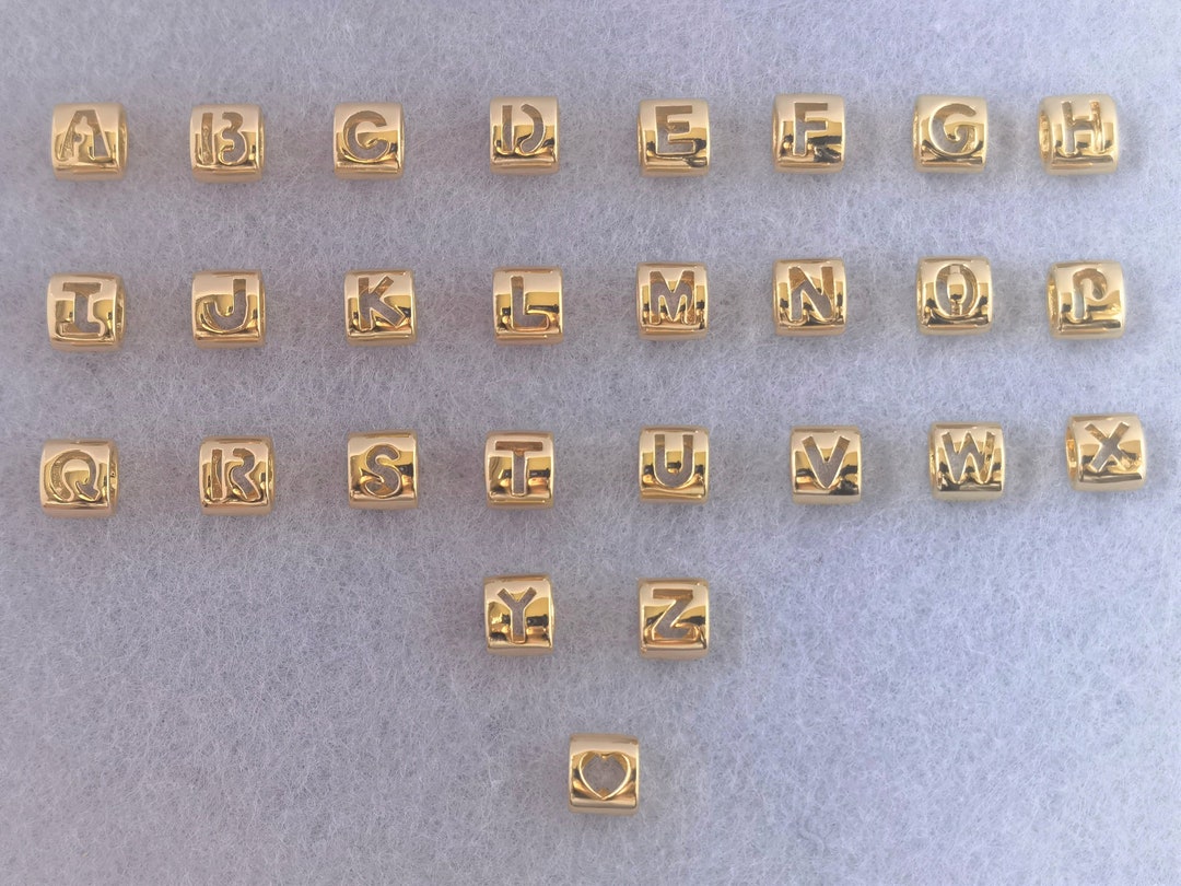 1pc 14k Gold A-Z English Letters Spacer/ Alphabet Bead Name Initial ...