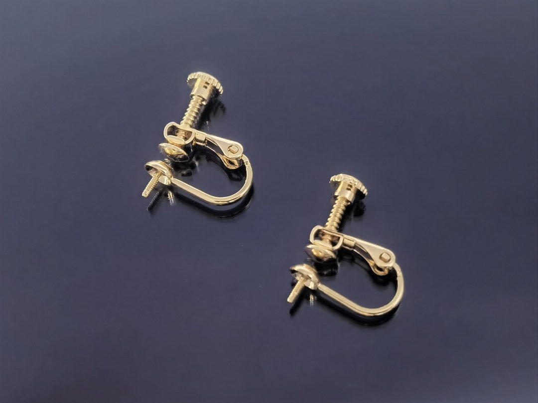 1 Pair 18k Gold Screw Back Non-pierced Earring Findings/ Clip-on ...
