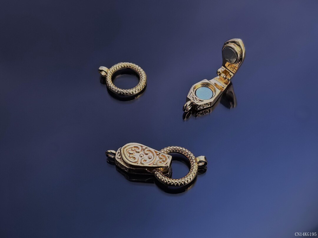 14K Gold Plated Snake Head Magnetic Clasp – Round Ring Closure for DIY ...