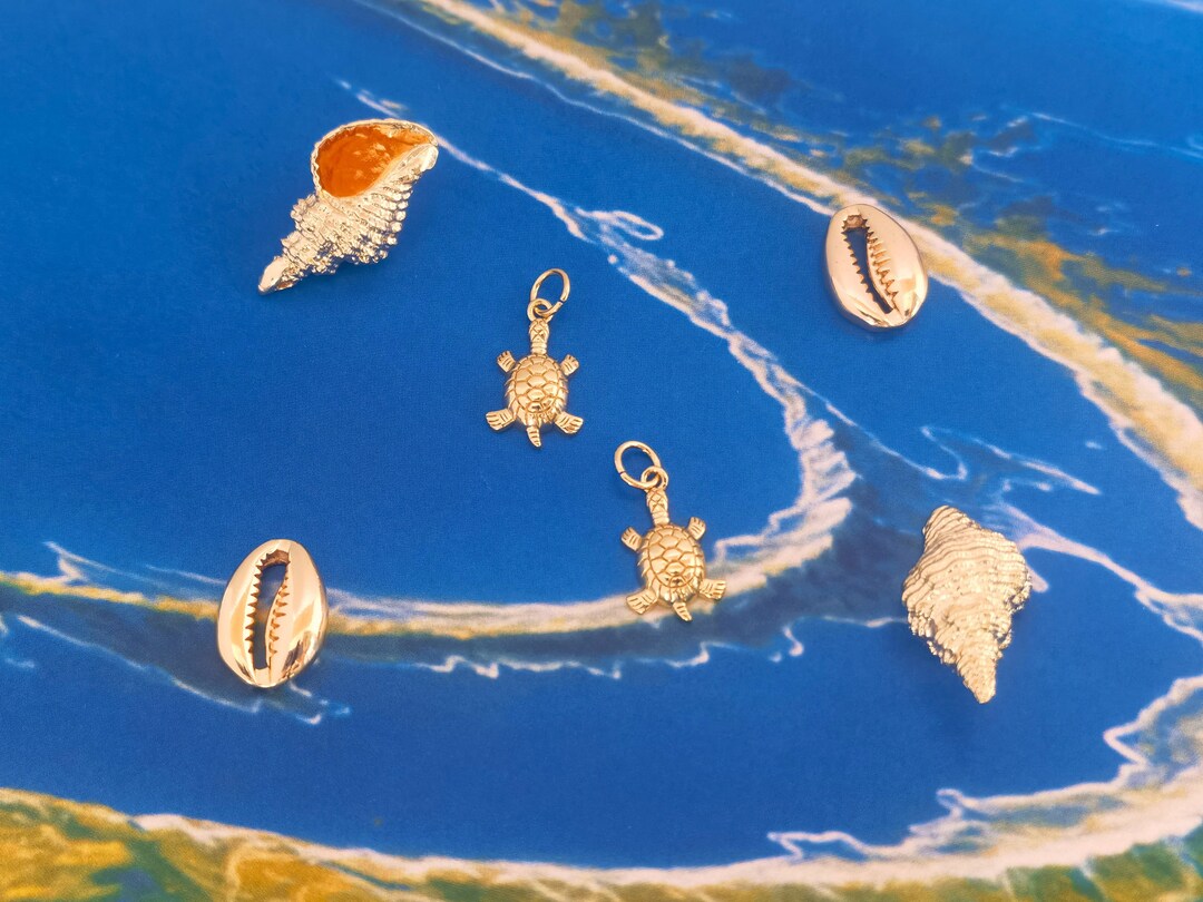 1pc Sea Snail Sea Turtle Conch Jewelry Pendant/ 14k Gold Plated Ocean ...