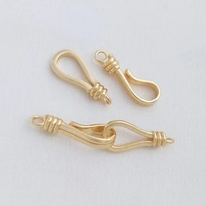 14k Gold Fish Hook Shaped Jewelry Clasp/ Hooks Clasps for Necklace or ...