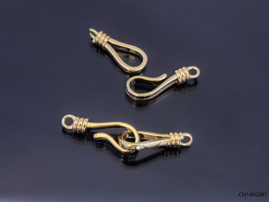 14k Gold Fish Hook Shaped Jewelry Clasp/ Hooks Clasps for Necklace or ...