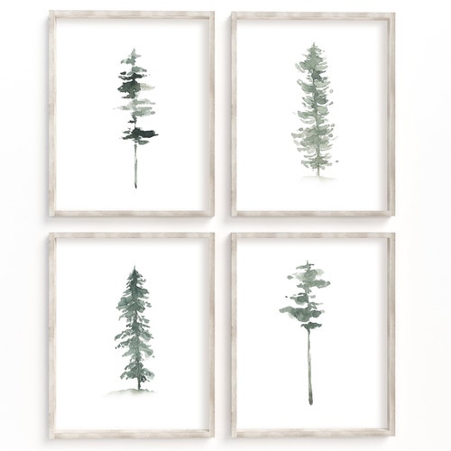 SET of 3 Bundle Pine Tree Watercolor Art Print/ Evergreens - Etsy