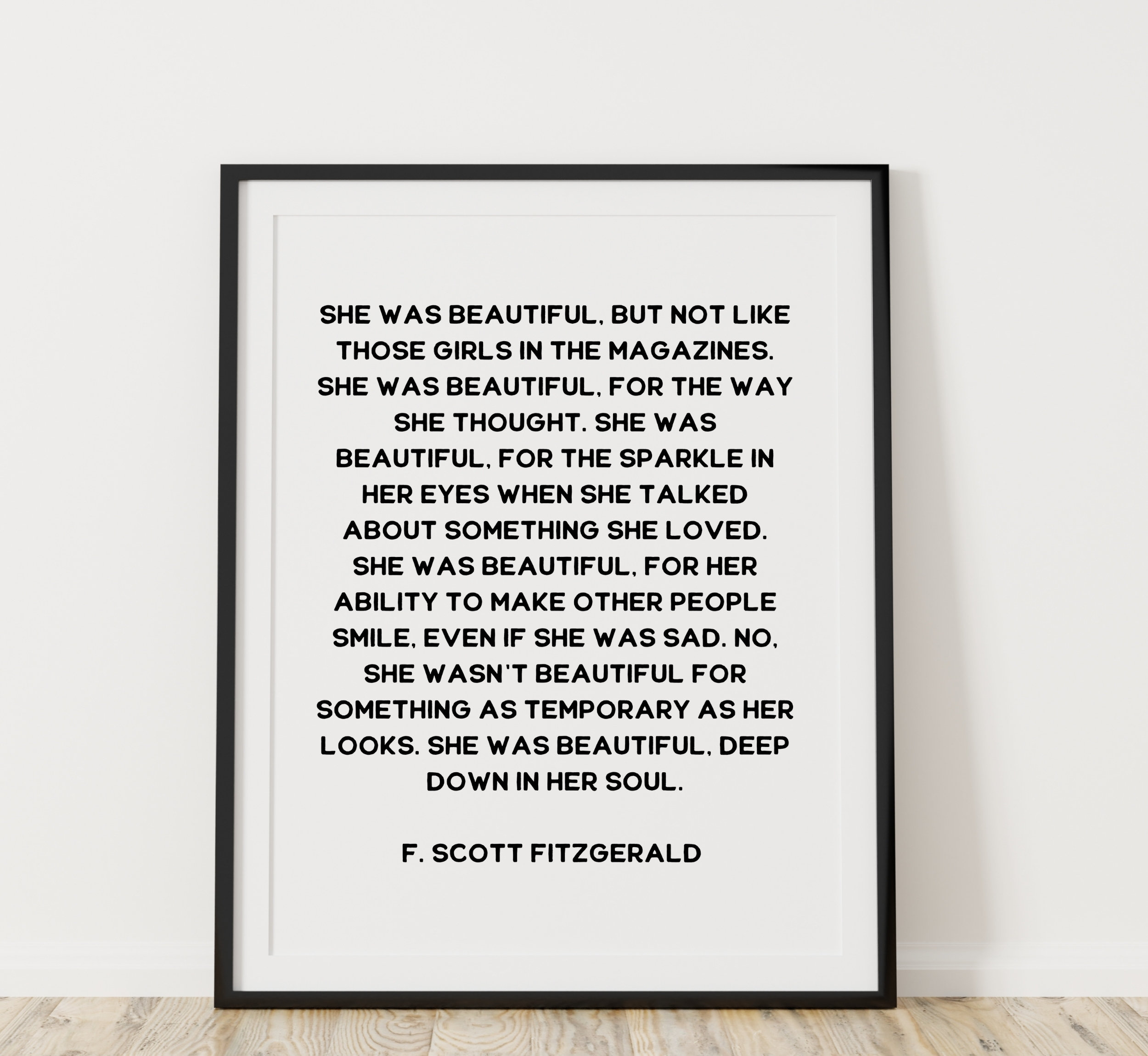 F Scott Fitzgerald Sign She Was Beautiful Print Great Gatsby | Etsy