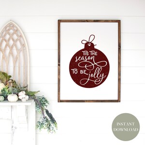 Tis the Season Wall Art, Christmas Ornament Printable, Christmas Wall ...