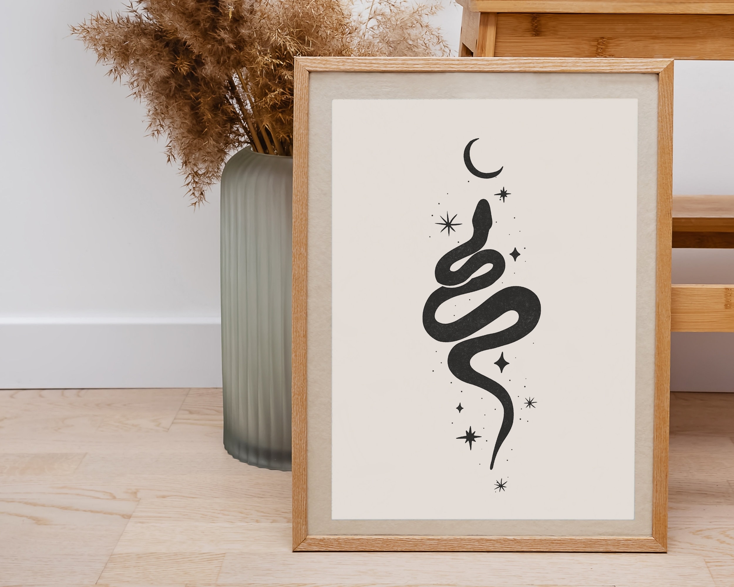 Boho Snake Art Boho Serpent Wall Art Vintage Distressed Wall - Etsy