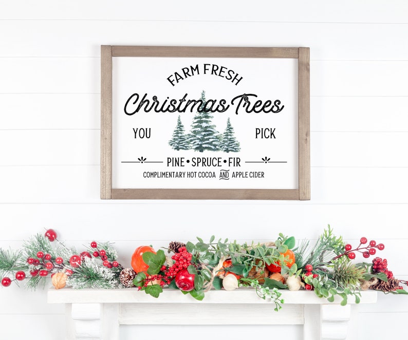 Farm Fresh Christmas Tree Sign Christmas Decor Christmas | Etsy