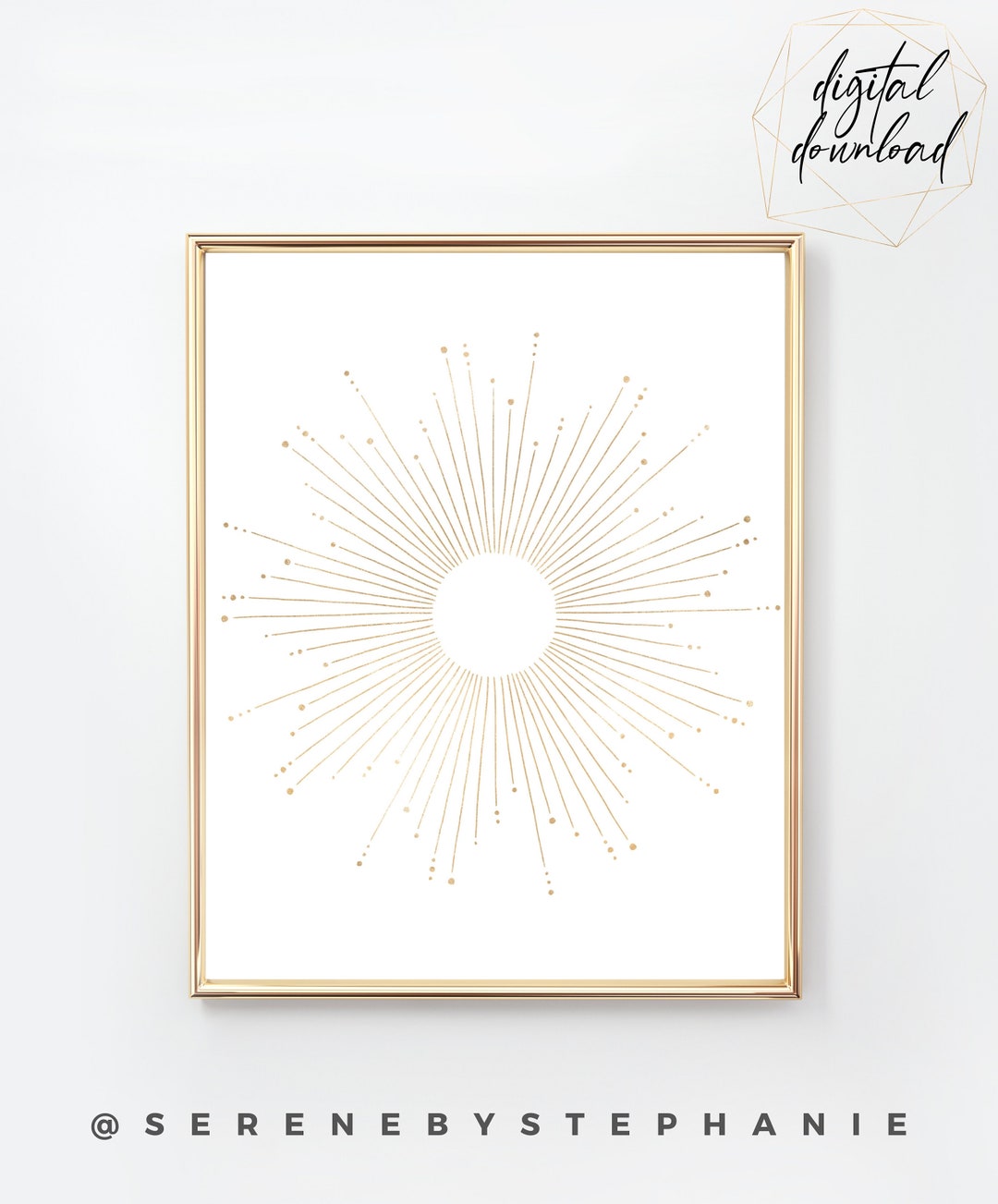 Gold Sun Art Print, Line Art, Line Drawing, Gold Line Art, Printable ...