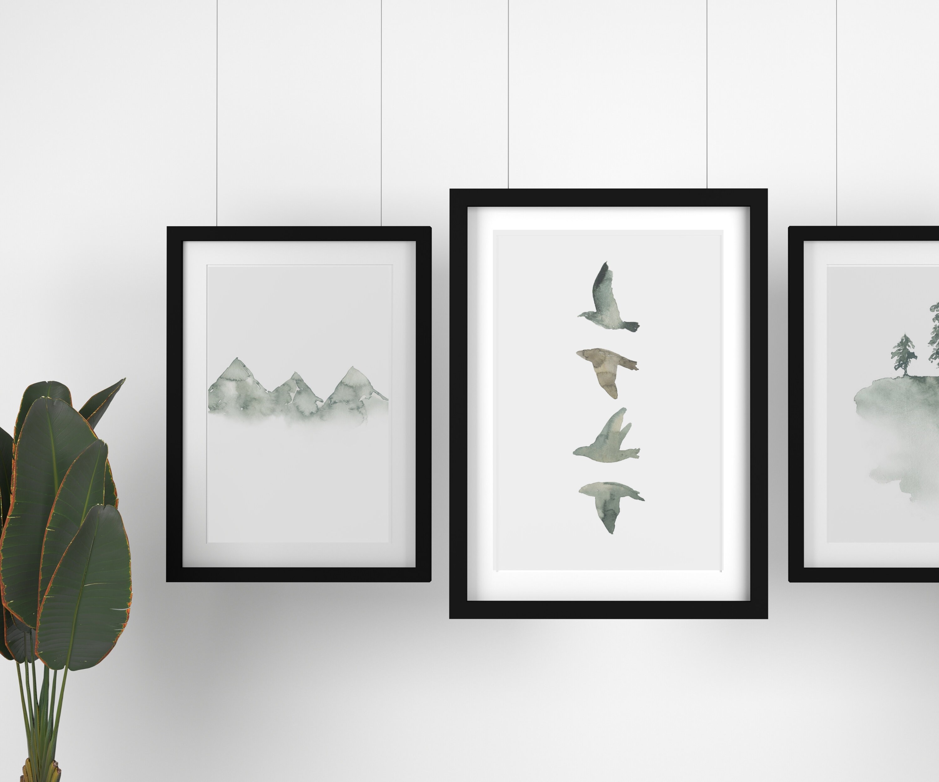 Set of 3 Watercolor Print Watercolor Art Forest Wall Art | Etsy