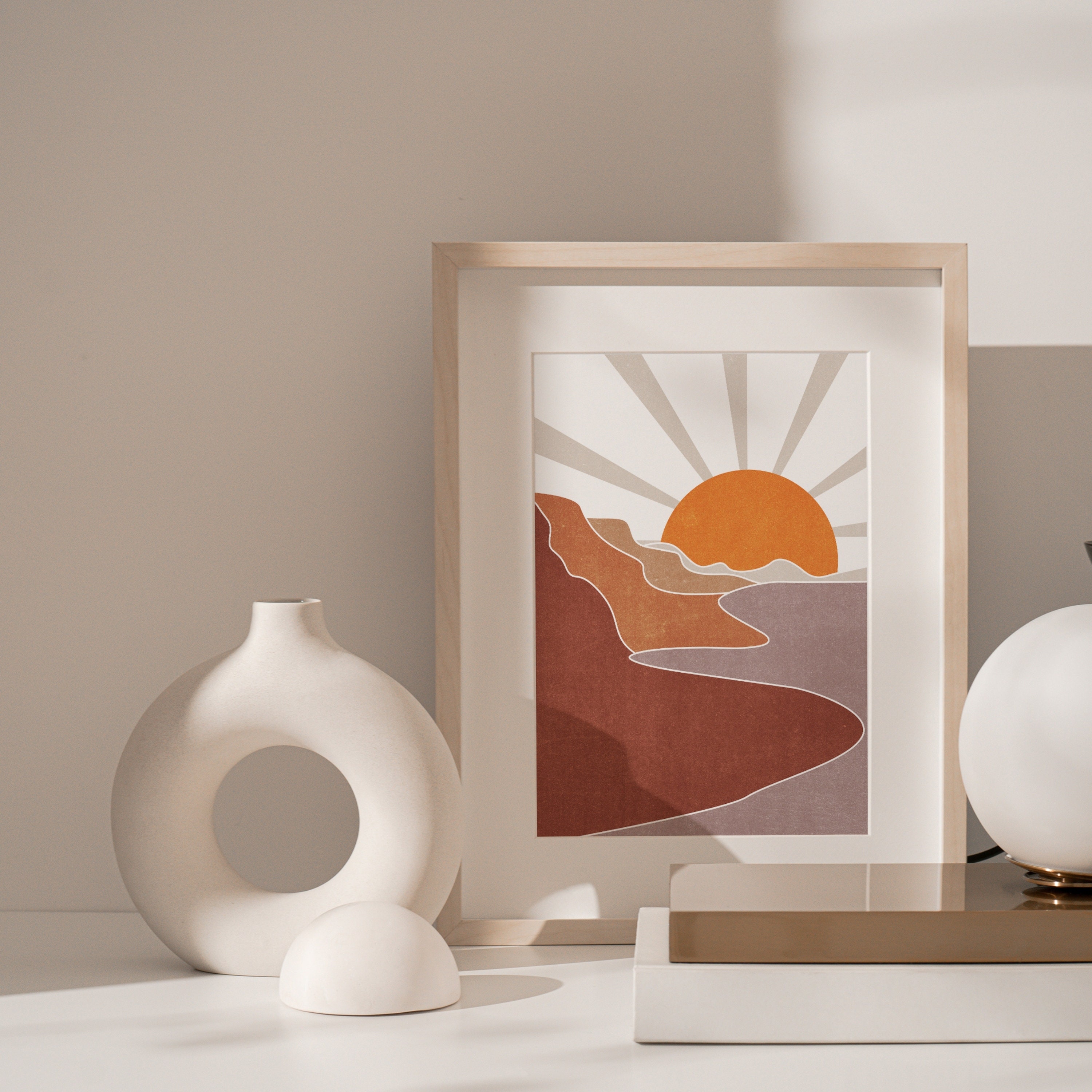 Sunrise Sunset Desert Boho Wall Decor Desert Scenery Art - Etsy UK