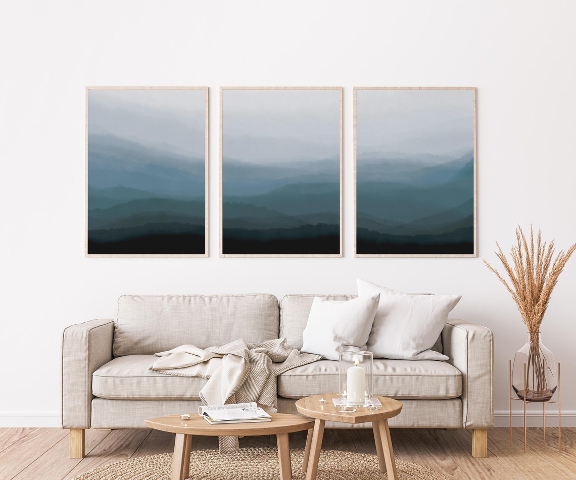 Blue Watercolor Print Printable Wall Decor Ombre Print Blue | Etsy