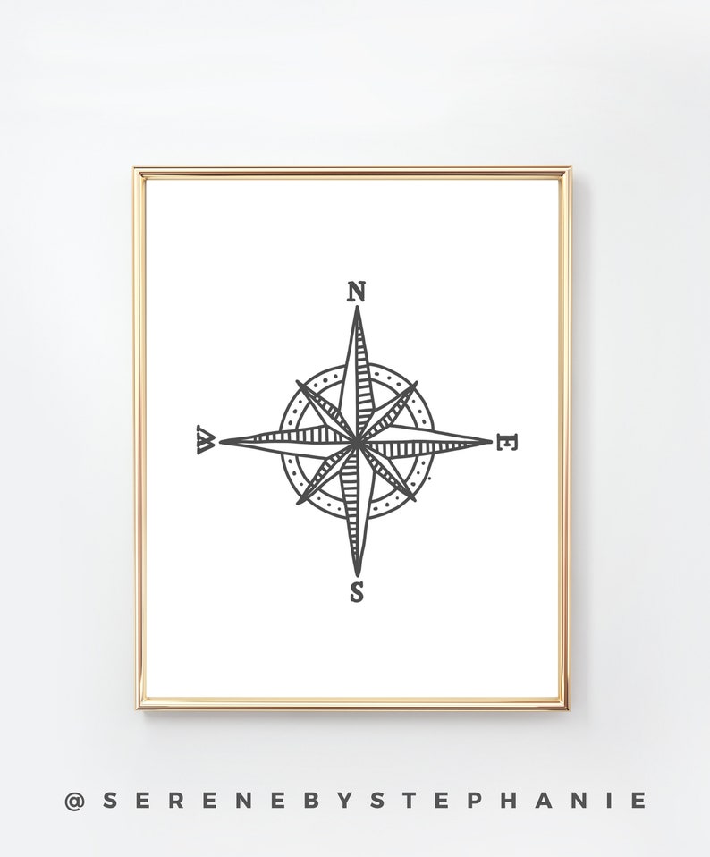 Compass Line Art Line Drawing Art Print Printable Art - Etsy Canada