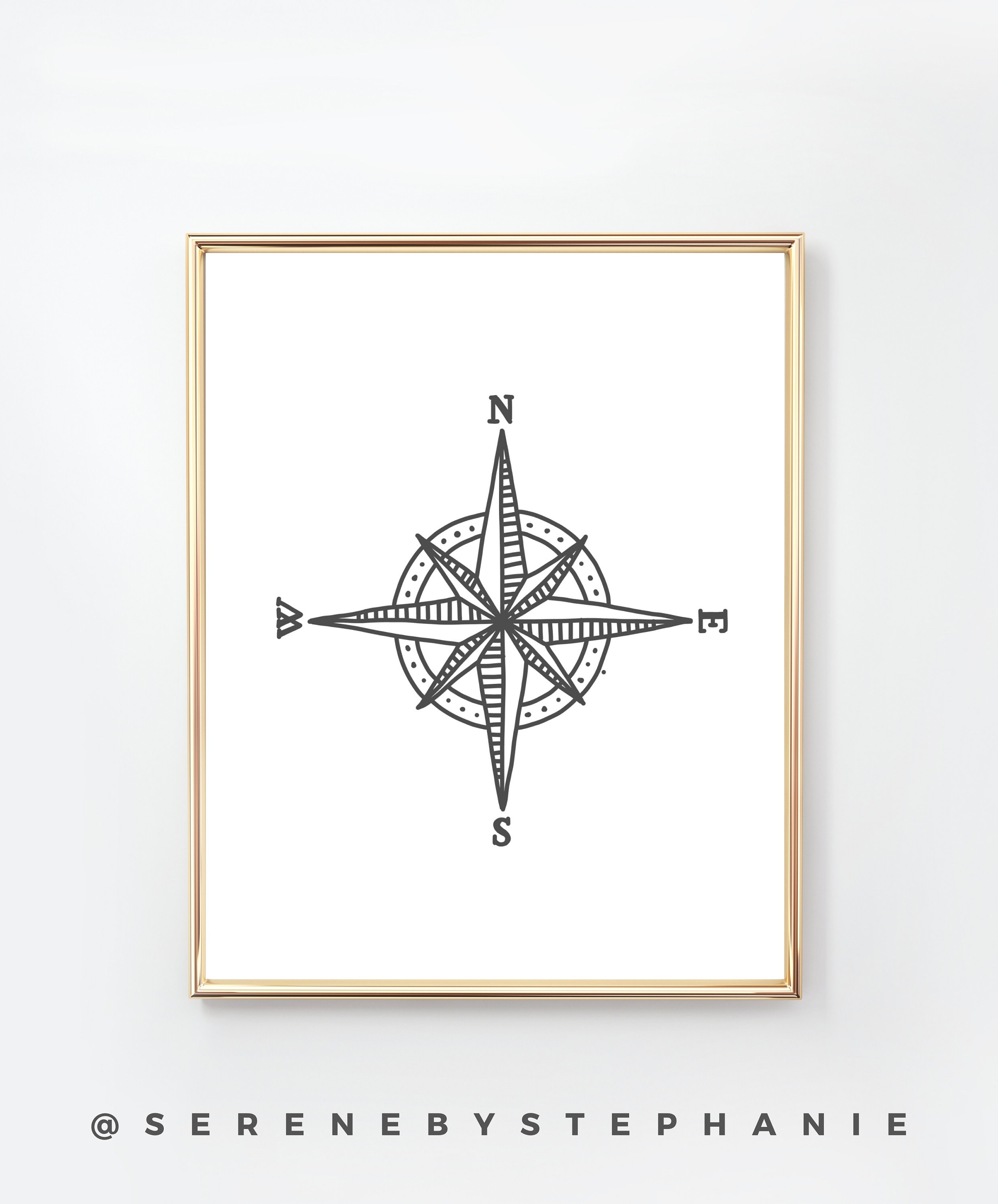 Compass Line Art Line Drawing Art Print Printable Art | Etsy