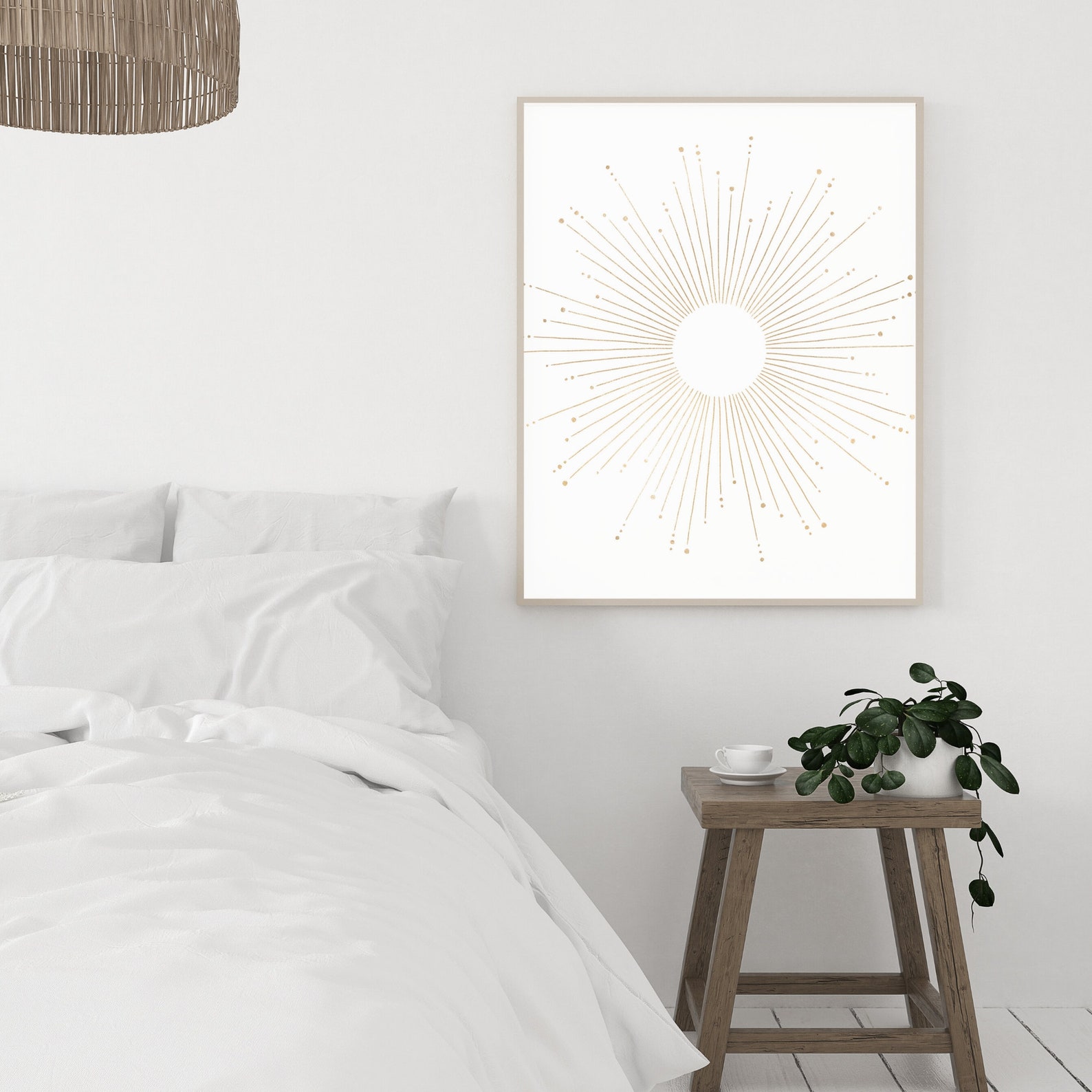 Gold Sun Art Print Line Art Line Drawing Gold Line Art | Etsy