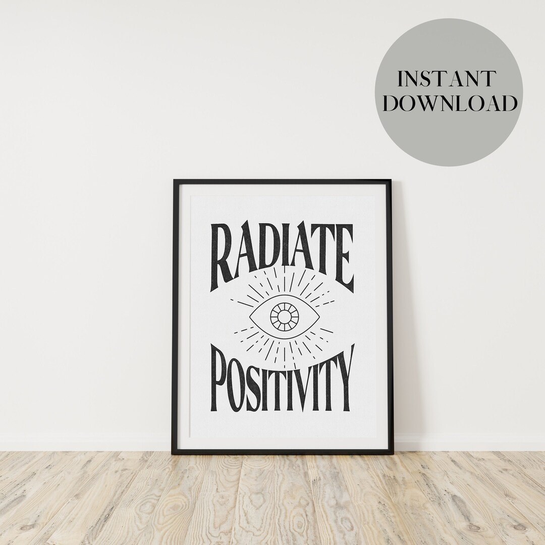 Radiate Positivity Poster, Inspirational Room Decor Aesthetic, Boho Eye ...