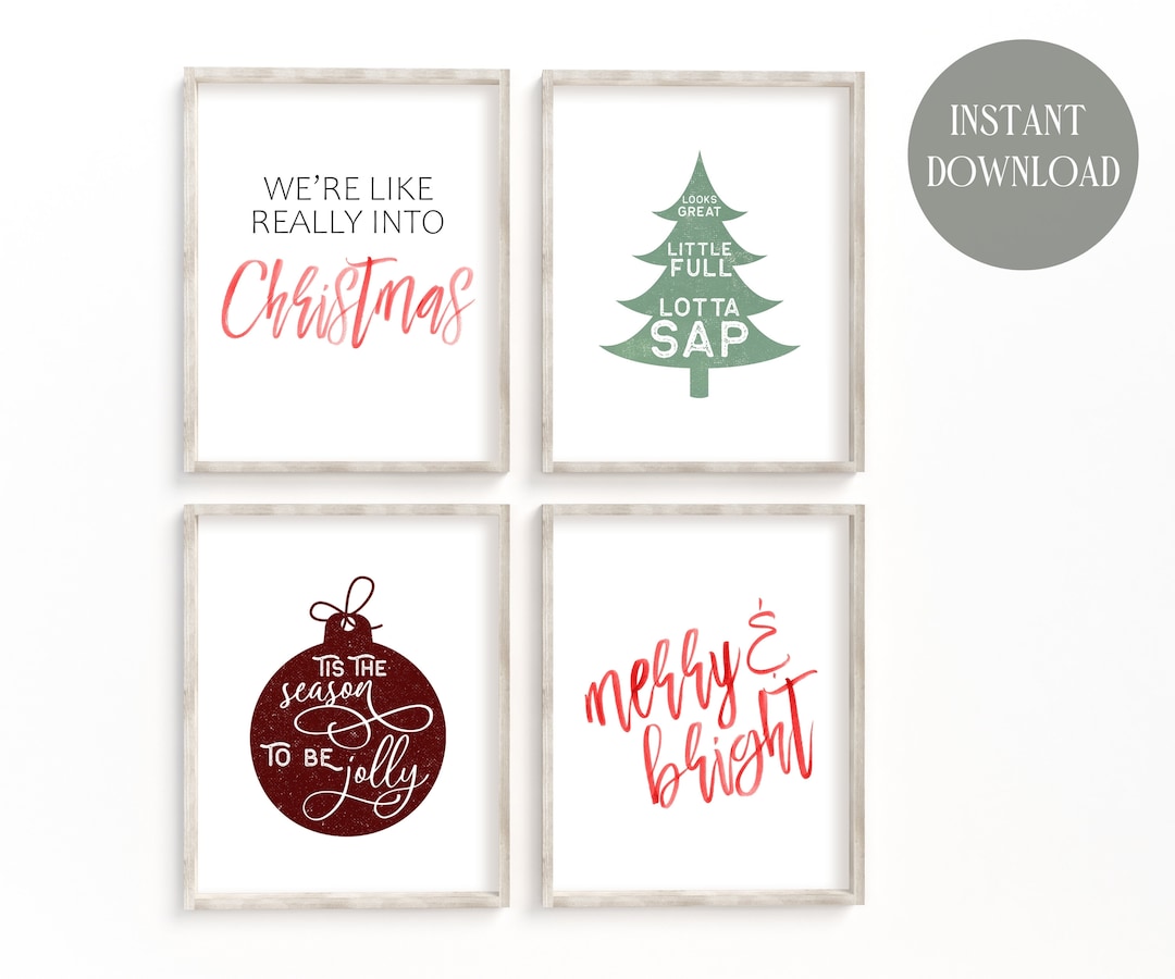 Set of 4 Christmas Bundle, Christmas Vacation Wall Art, Christmas Decor ...