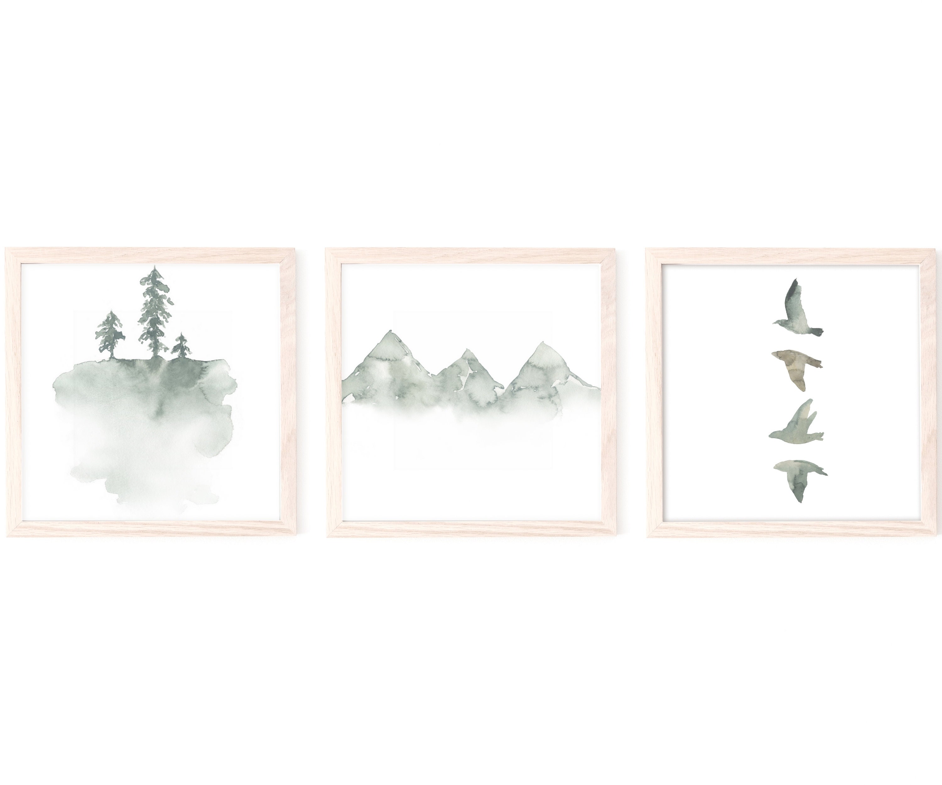 Set of 3 Watercolor Print Watercolor Art Forest Wall Art | Etsy