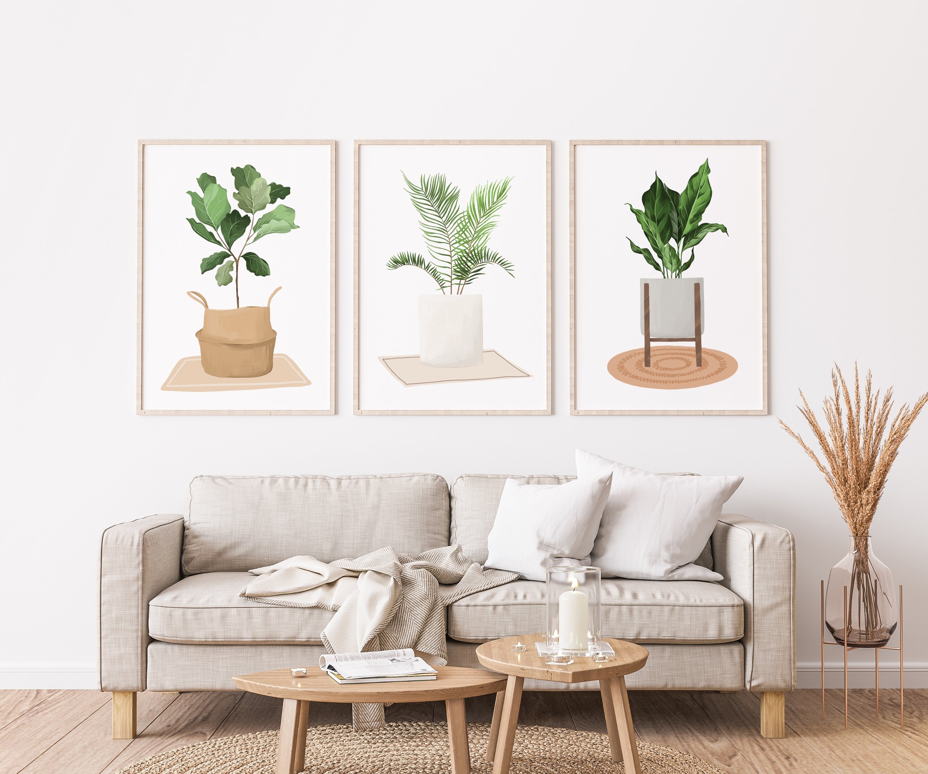 Set of 3 House Plant Art Prints, House Plant Poster, Art Print Bundle ...