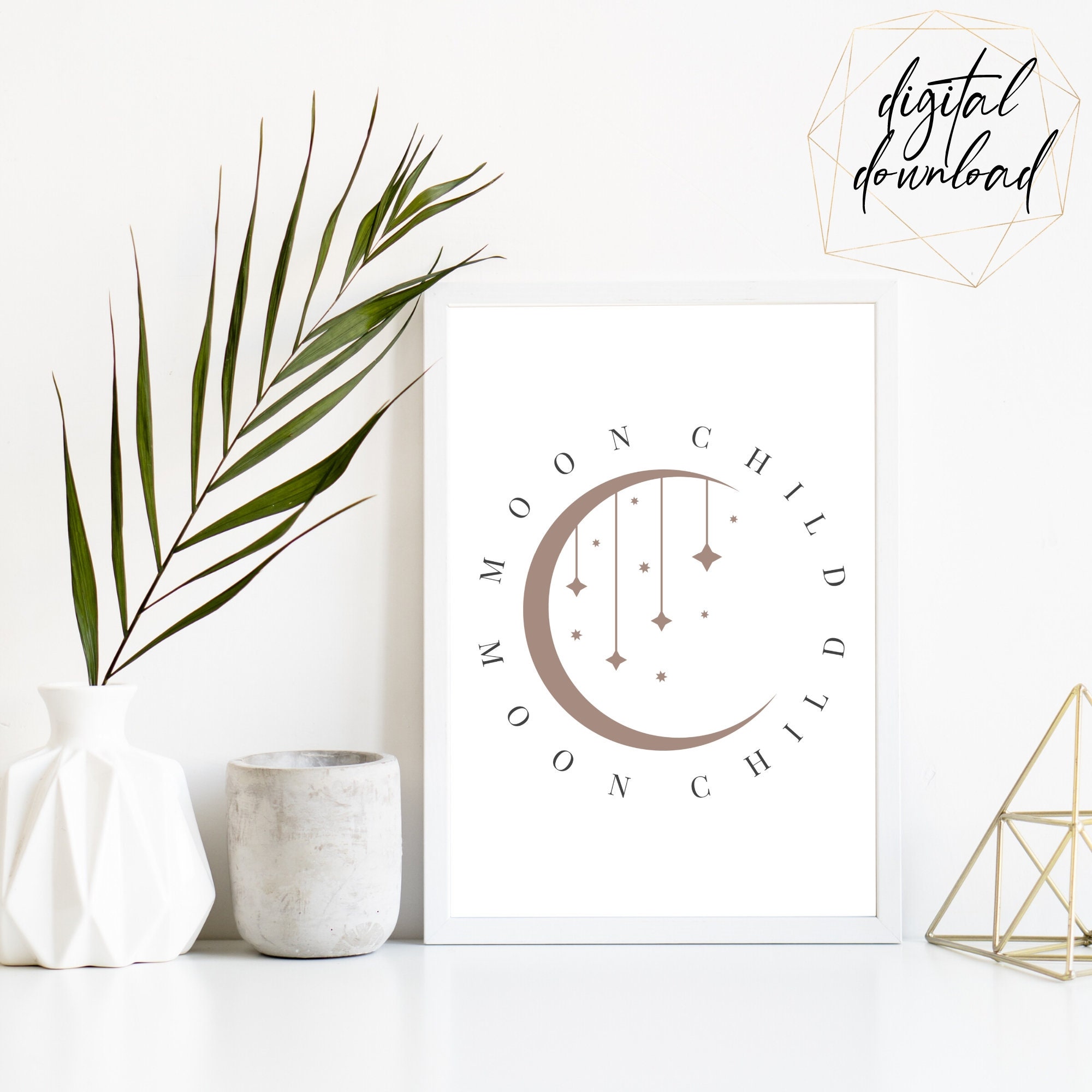 Boho Moon Wall Art Moon Child Art Moon Wall Art Boho Art | Etsy