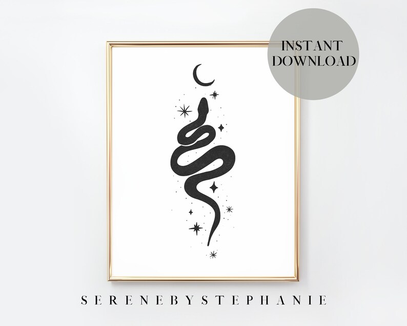 Boho Snake Art Boho Serpent Wall Art Vintage Distressed Wall - Etsy