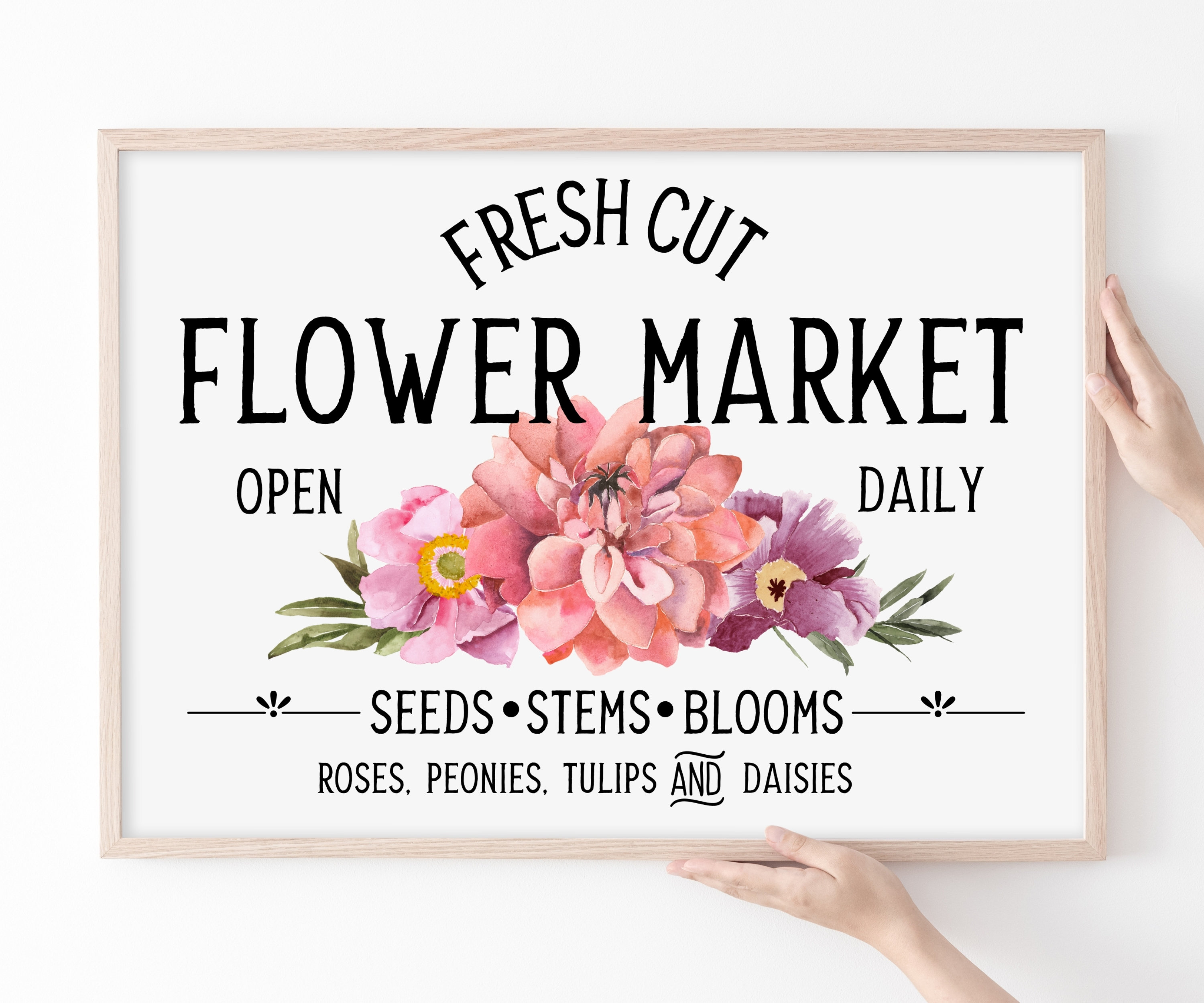 Fresh Cut Flower Market Print, Farmhouse Spring Wall Decor, Printable ...