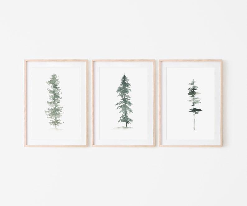SET of 3 Bundle Pine Tree Watercolor Art Print/ Evergreens - Etsy