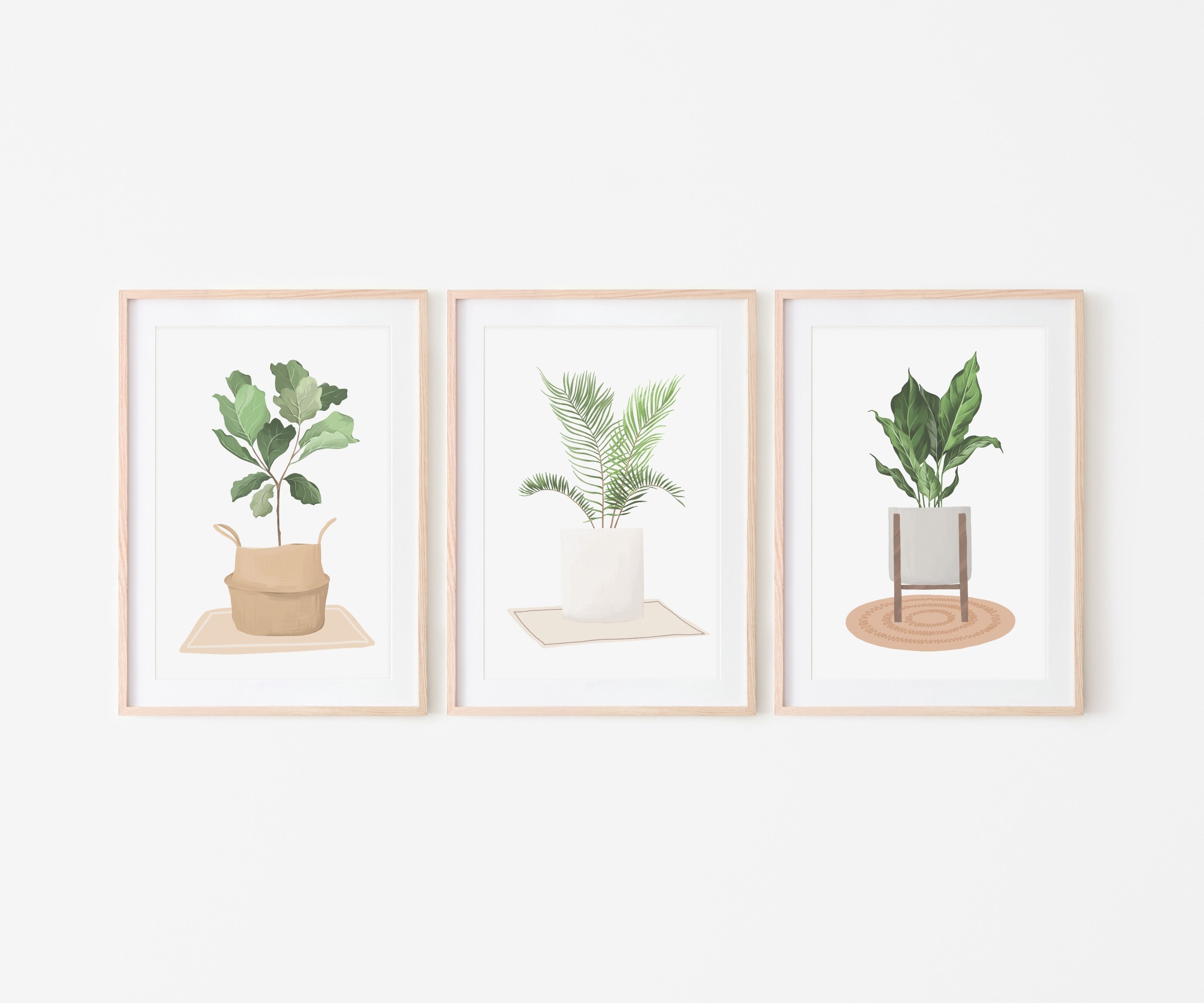 Set of 3 House Plant Art Prints, House Plant Poster, Art Print Bundle ...