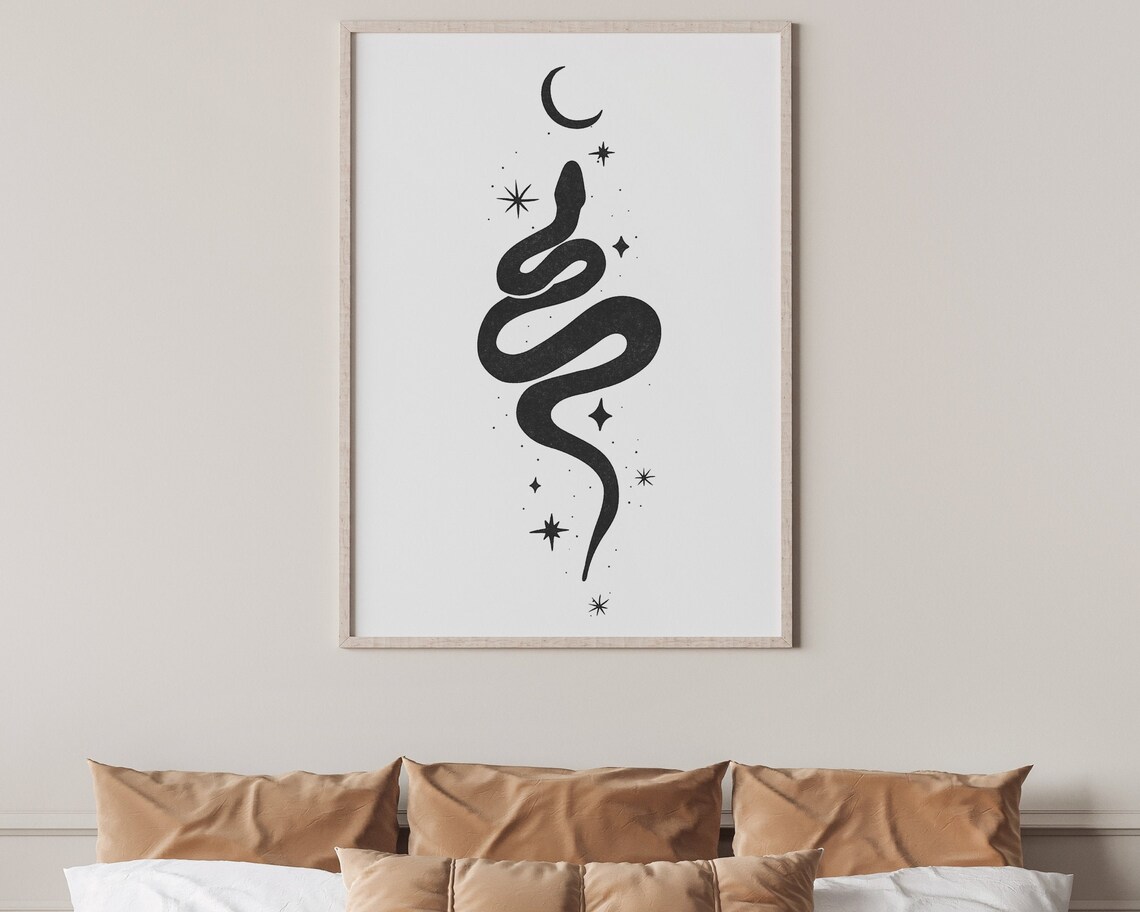 Boho Snake Art Boho Serpent Wall Art Vintage Distressed Wall - Etsy
