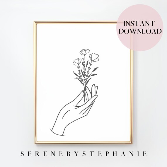 Line Art Minimalist Print Minimal Floral Art Minimalist | Etsy