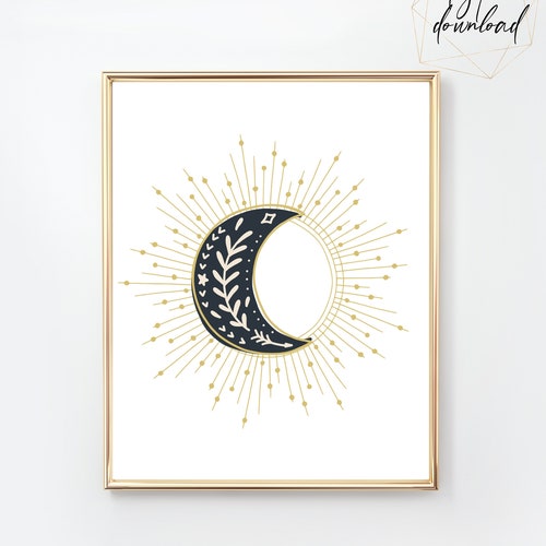 Moon and Sun Digital Download Art Print Moon Sun Abstract - Etsy