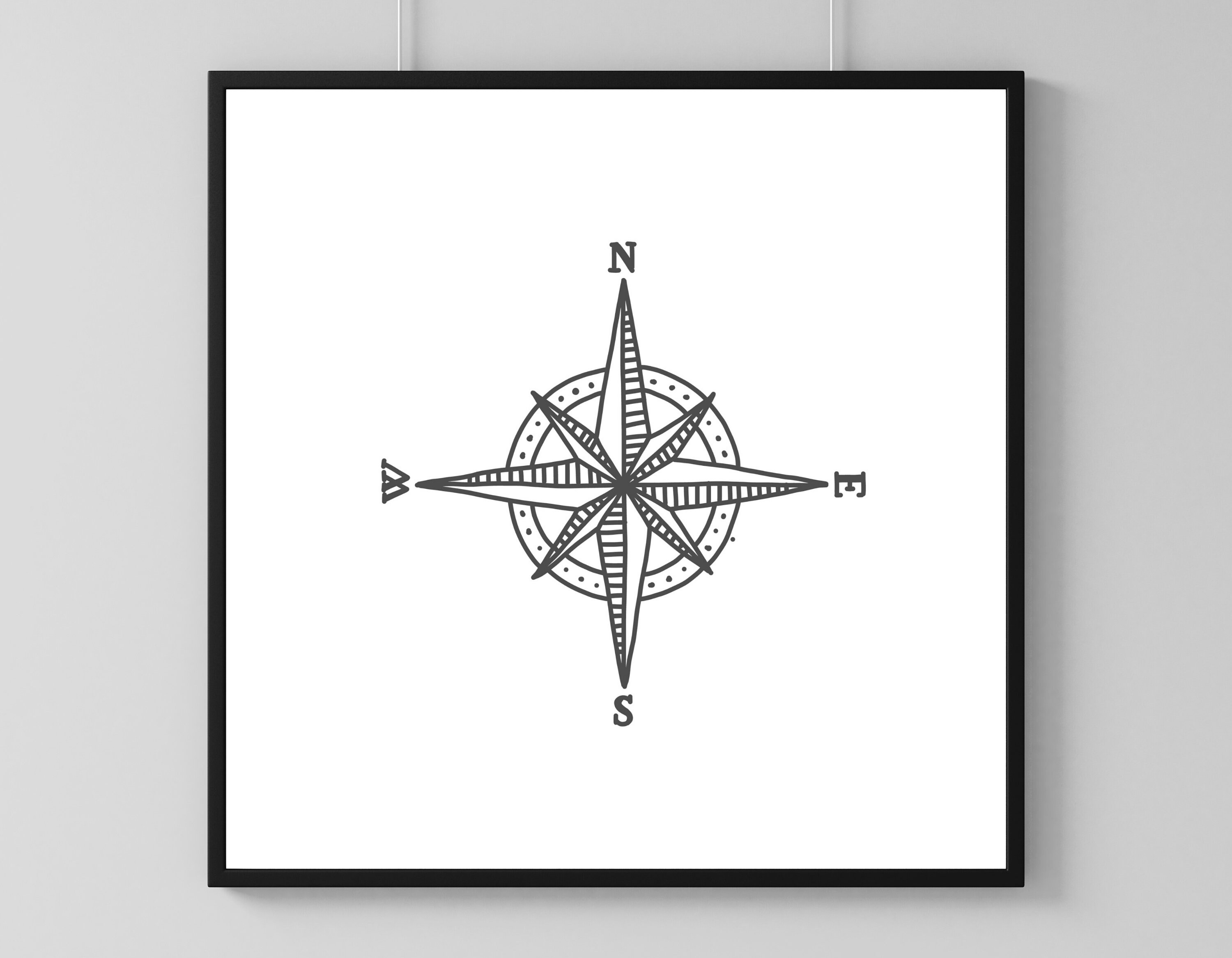 Compass Line Art Line Drawing Art Print Printable Art | Etsy