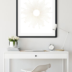 Gold Sun Art Print, Line Art, Line Drawing, Gold Line Art, Printable ...