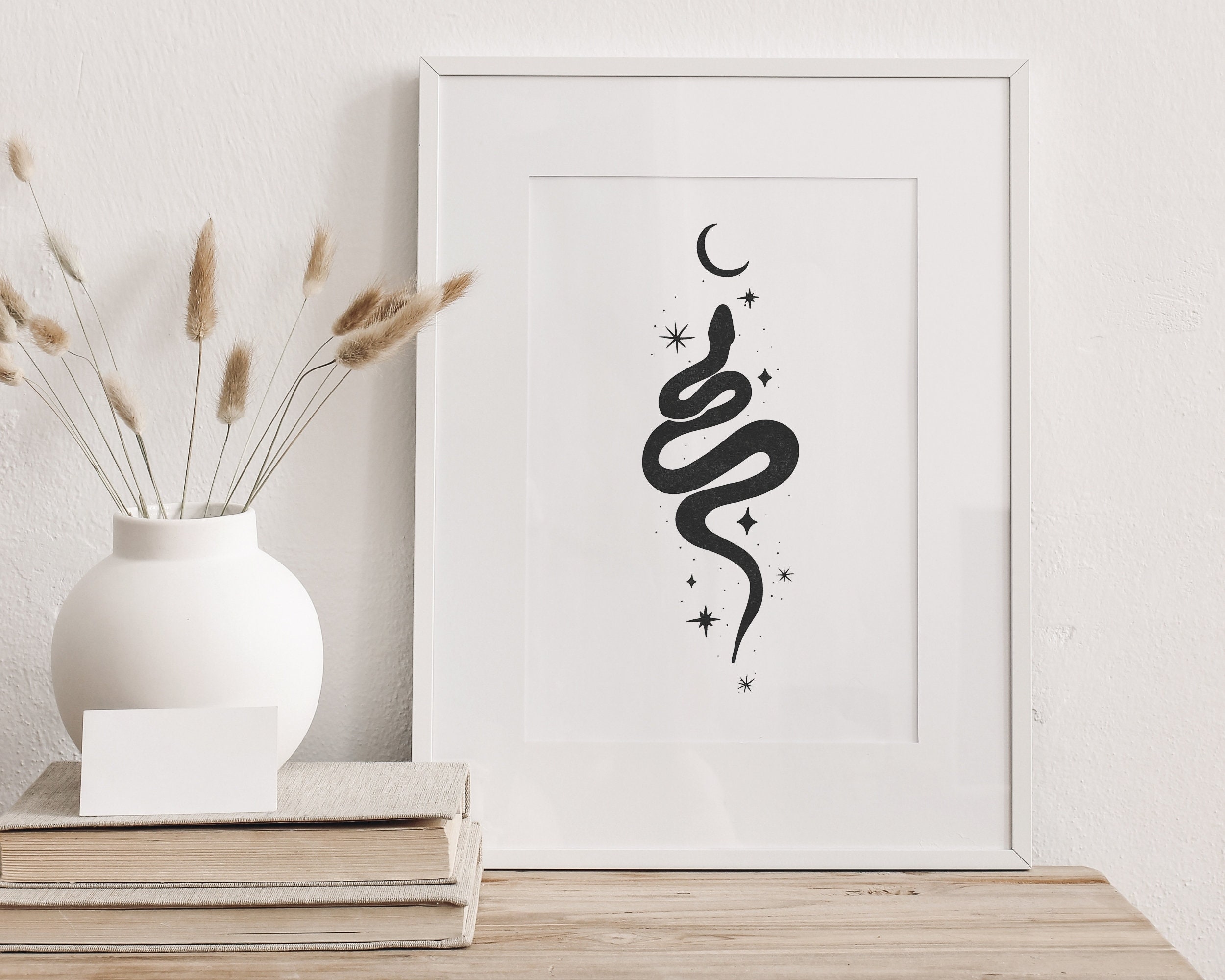 Boho Snake Art Boho Serpent Wall Art Vintage Distressed Wall | Etsy