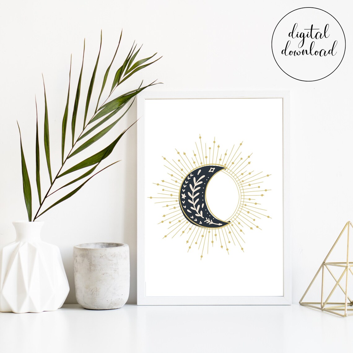 Moon and Sun Digital Download Art Print Moon Sun Abstract | Etsy