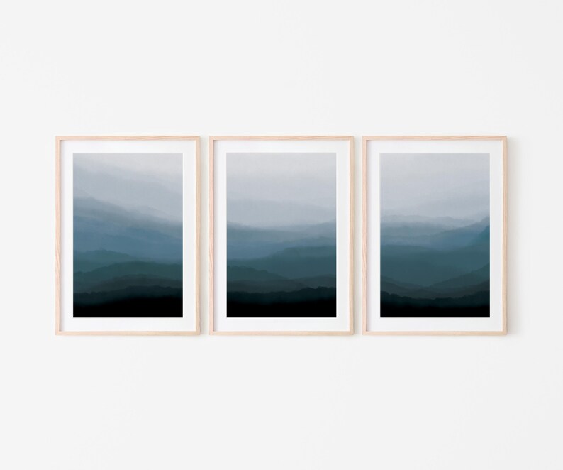 Blue Watercolor Print, Printable Wall Decor, Ombre Print, Blue Gradient ...