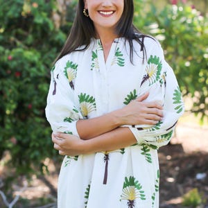 Palm Tree Block Print Kaftan Midi Dress - Etsy