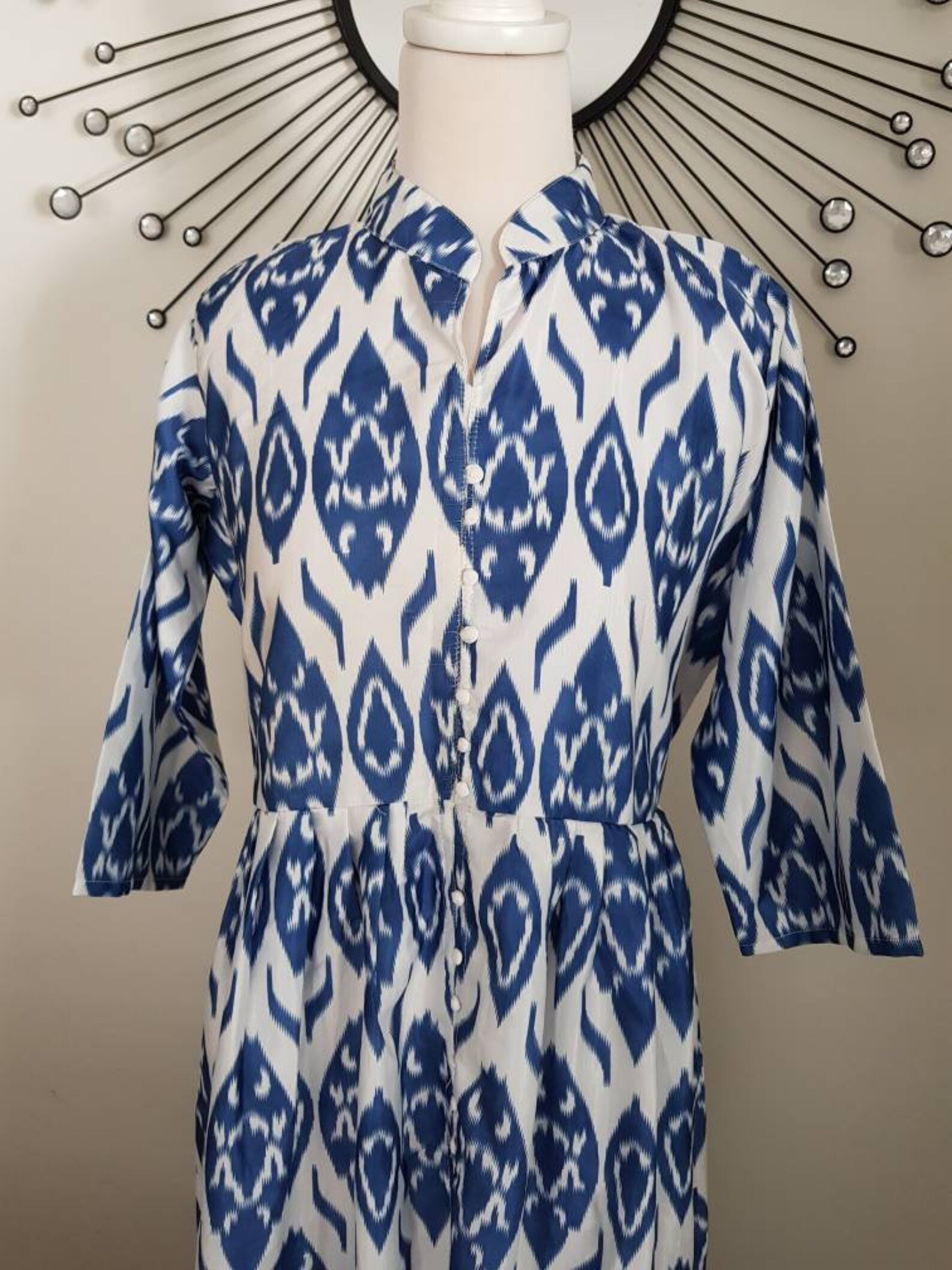 Rare Indian Rayon Cotton Printed Women Long Maxi Dress Indigo - Etsy