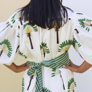 Palm Tree Block Print Kaftan Midi Dress - Etsy