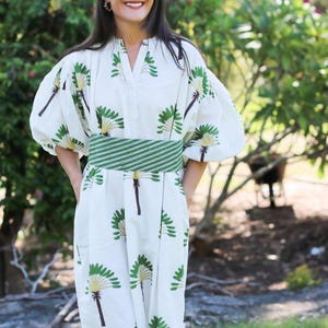 Palm Tree Block Print Kaftan Midi Dress - Etsy