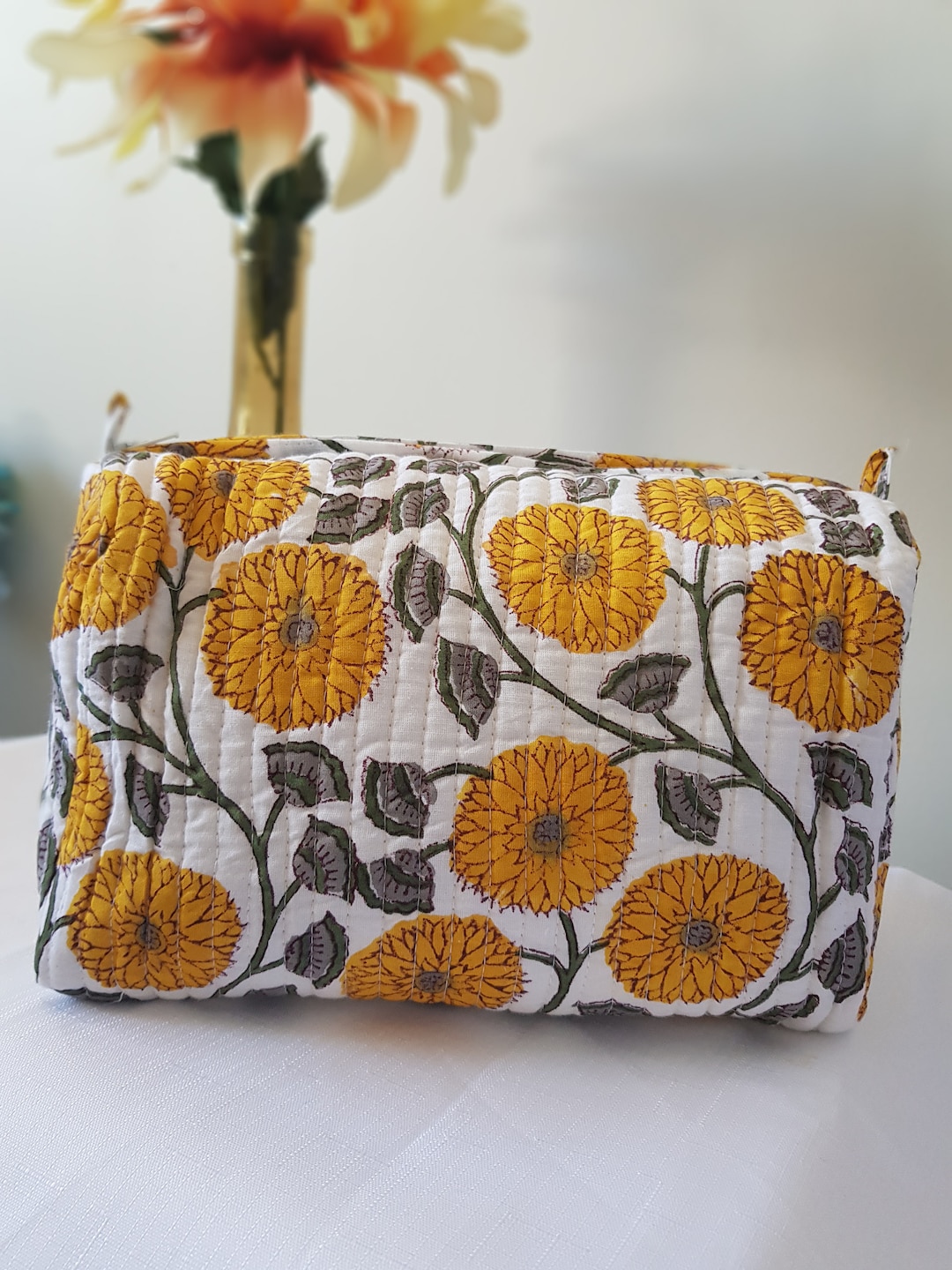 Block Print Cosmetic Bag/makeup Pouch/bridesmaid Gift /travel Pouch ...