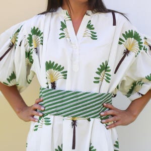 Palm Tree Block Print Kaftan Midi Dress - Etsy