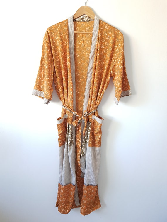 Yellow Vintage Silk Kimono Robe Bridal Robe Bridesmaid Robe | Etsy